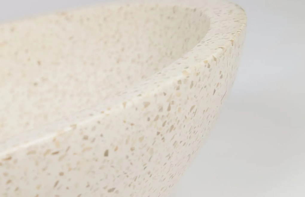 OnaDnes -20% Bílé kulaté terrazzo umyvadlo na desku Kave Home Kuveni 40 cm