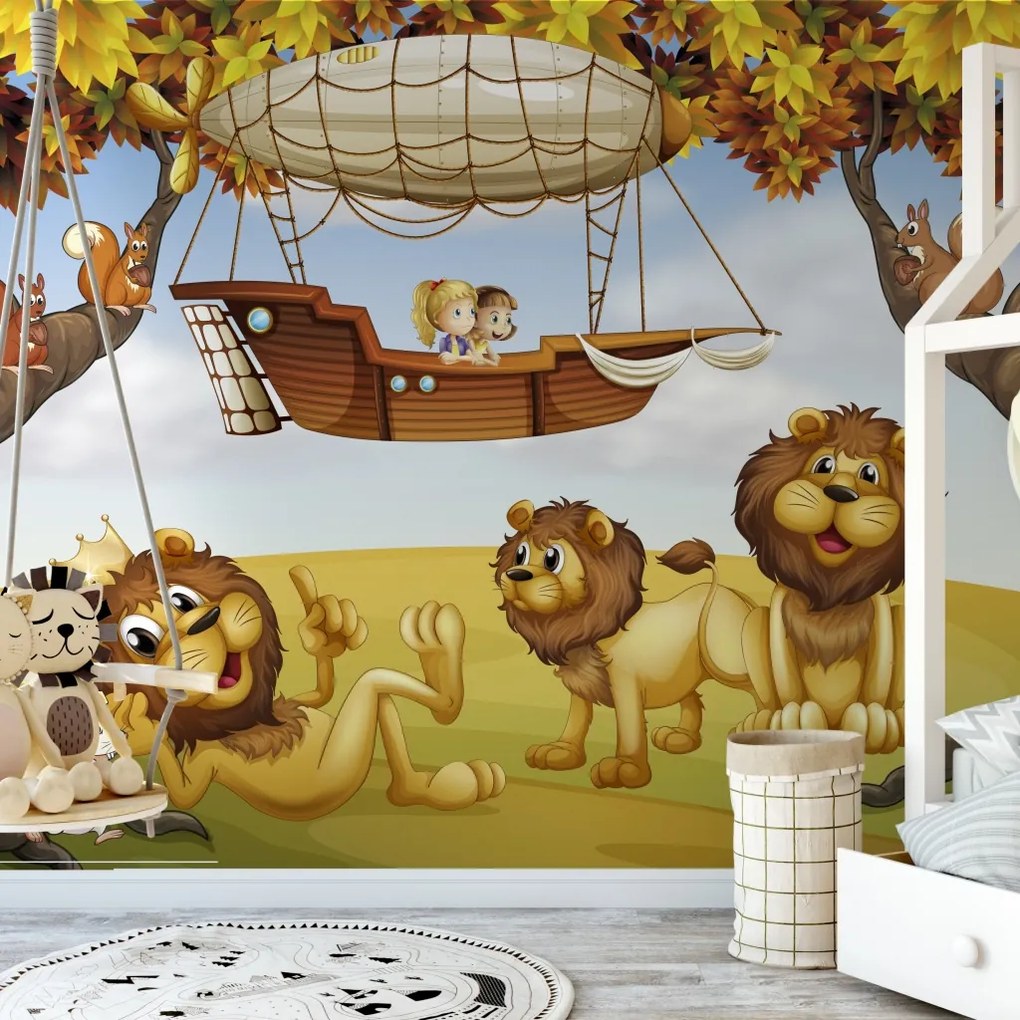 Dětská tapeta lvi samolepící strukturovaná 360 x 260 cm