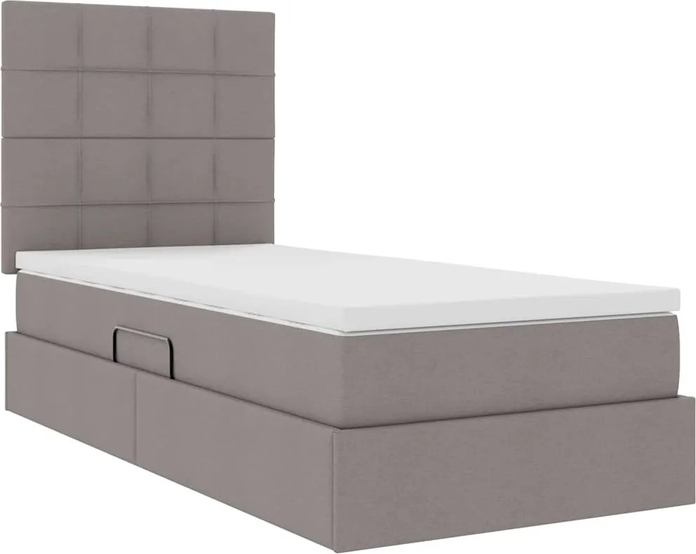 Postel s úložným prostorem a matrací Taupe 100 x 200 cm textil 3371763