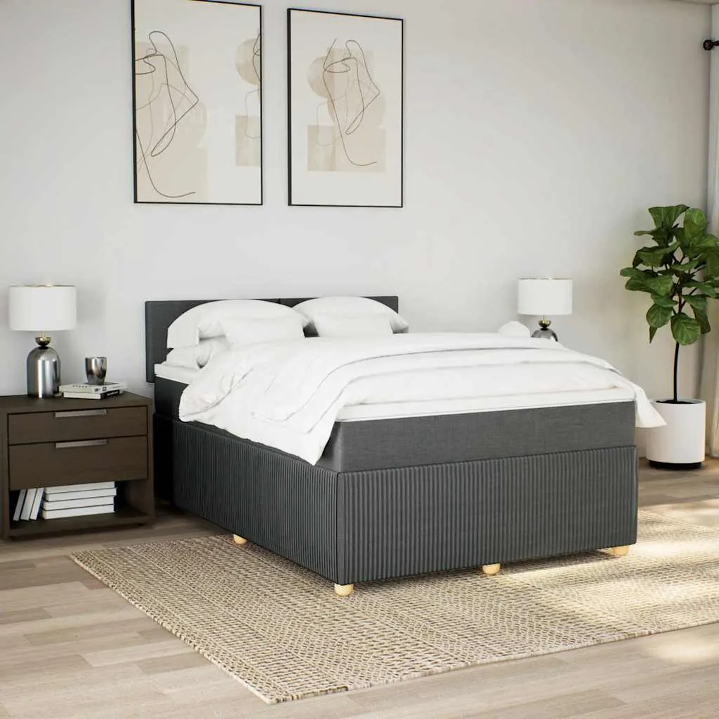 Box spring postel s matrací tmavě šedá 160x200 cm textil 3289801