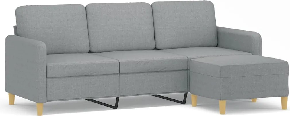 3místná pohovka s podnožkou světle šedá 180 cm textil 3201192