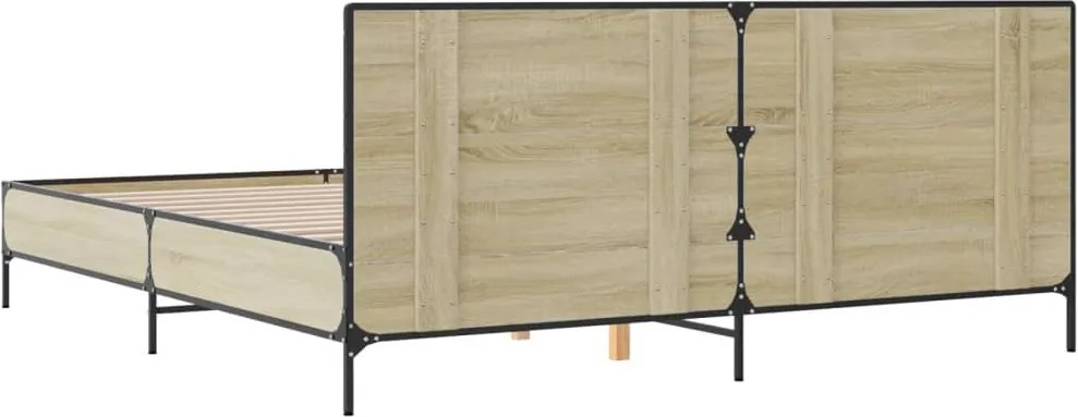 Rám postele dub sonoma 200 x 200 cm kompozitní dřevo a kov 3280018