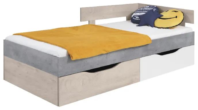 Dětská postel Sigma SI15, beton/bílý lux/dub Zvolte možnost matrace: Bez matrace
