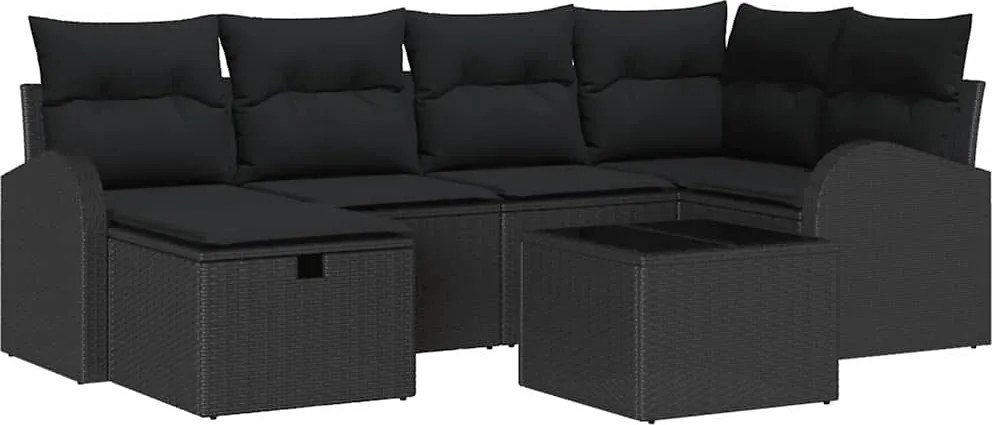 Set pohovek 7 ks Černá polyratan 3359092