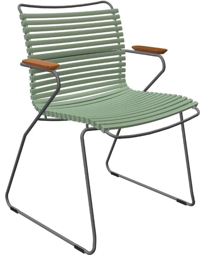 OnaDnes -20% Světle zelená plastová zahradní židle HOUE Click s područkami