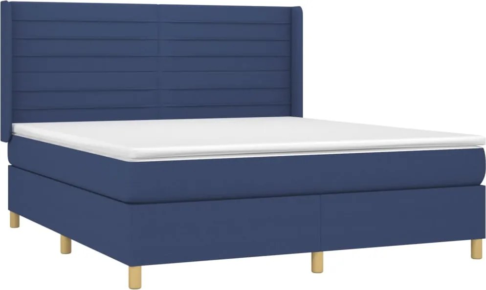 Box spring postel s matrací a LED modrá 180x200 cm textil 3138979