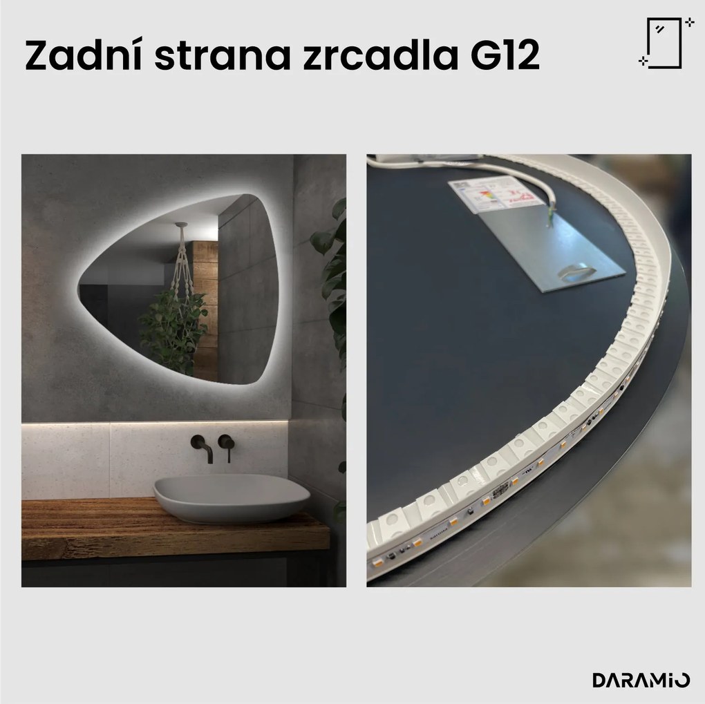 Trojúhelníkové zrcadlo do koupelny s LED osvětlením G12