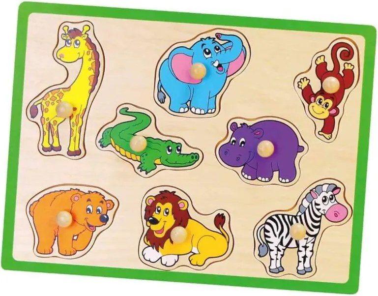 Dětské dřevěné puzzle s úchyty Viga ZOO