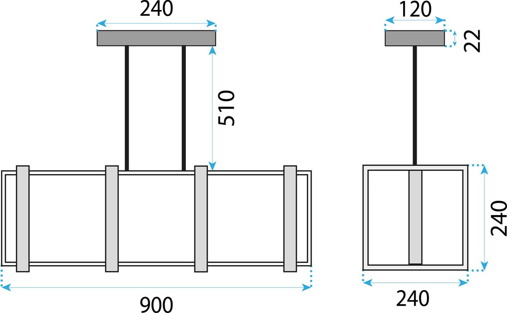 Toolight Toolight, závěsné svítidlo 4xE27 APP1577-5C, černá-hnědá, OSW-03608