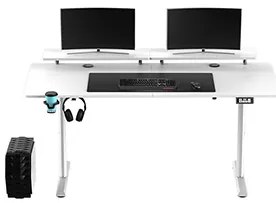 ULTRADESK HIGHLANDER XXL Bílý pracovní stůl s elektrickým nastavením