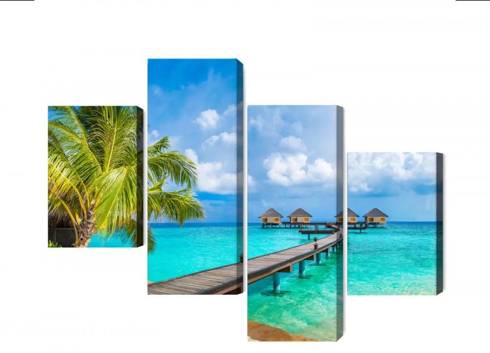 Vícedílný obraz Plovoucí Domy Na Maledivách Nedostatek Nedostatek Plátno Canvas 120x75
