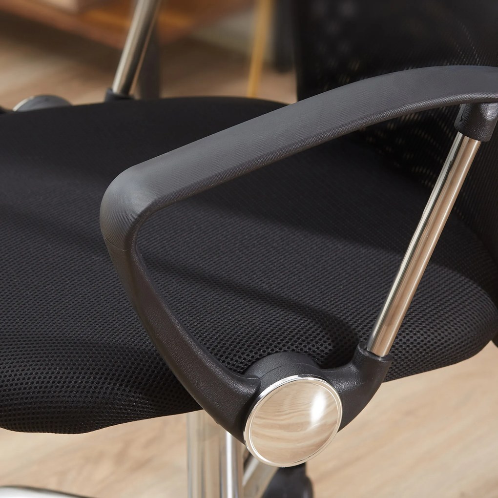 Kancelářská židle HOMCOM se síťovinou, výškově nastavitelná kancelářská židle, ergonomická herní židle, otočná židle s houpací funkcí, černá | Aosom.…