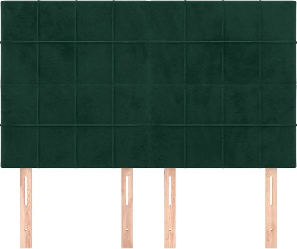 Čelo postele tmavě zelené 144x5x118/128 cm sametové 3116383