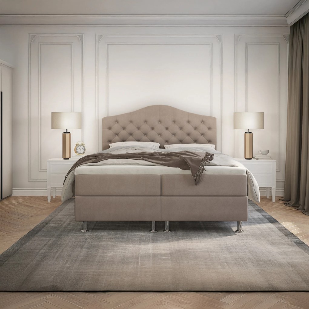 SFAB Kontinentální čalouněná postel MARS (140x200 cm) Látka Velutto: Černá (Velutto 20)