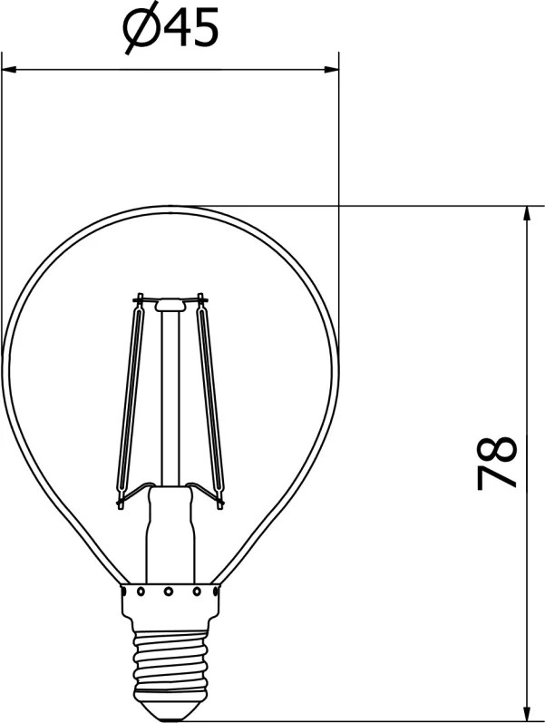 Mexen Vintis, LED filamentová žárovka E14, G45, 2 W, neutrální bílá 4000K, čirá, L156-E14-0240-00