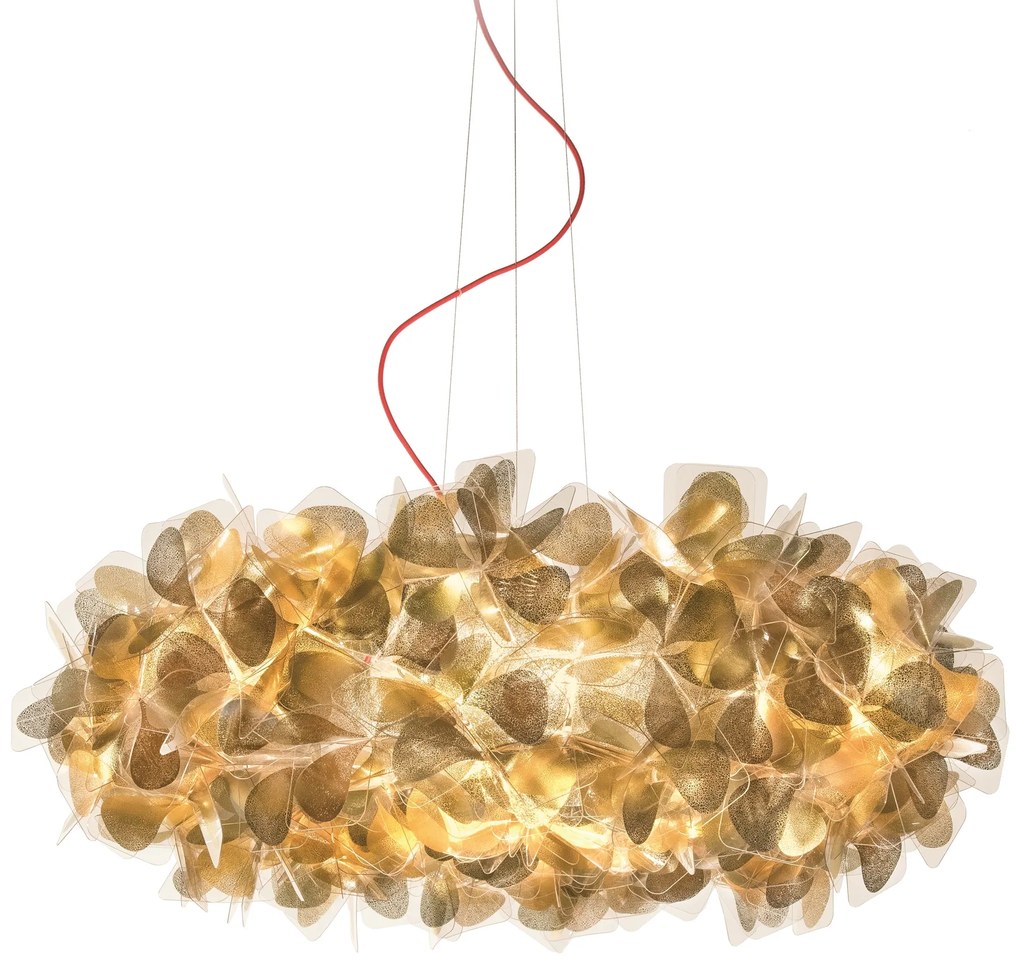 SLAMP CLISL00GNM01R00000EU Clizia Mama Non Mama Gold Large, designové svítidlo s červeným kabelem, 4x12W E27, prům. 78cm