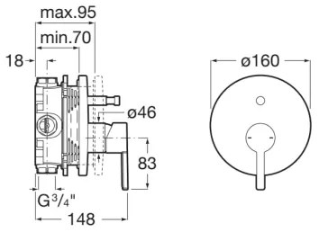 Roca A5A0B96C00 - Sprchová baterie pro podomítkovou instalaci NAIA lesklý chrom