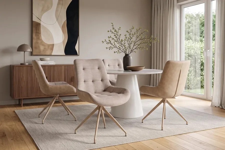 Designová židle Amiyah šampaňská / béžová