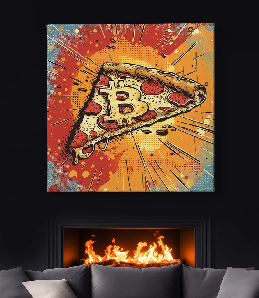 Obraz na plátně - Bitcoin pizza day FeelHappy.cz Velikost obrazu: 120 x 120 cm