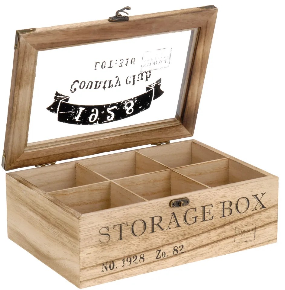 Dřevěný box na čaj COUNTRY CLUB 1928 - 6 přihrádek