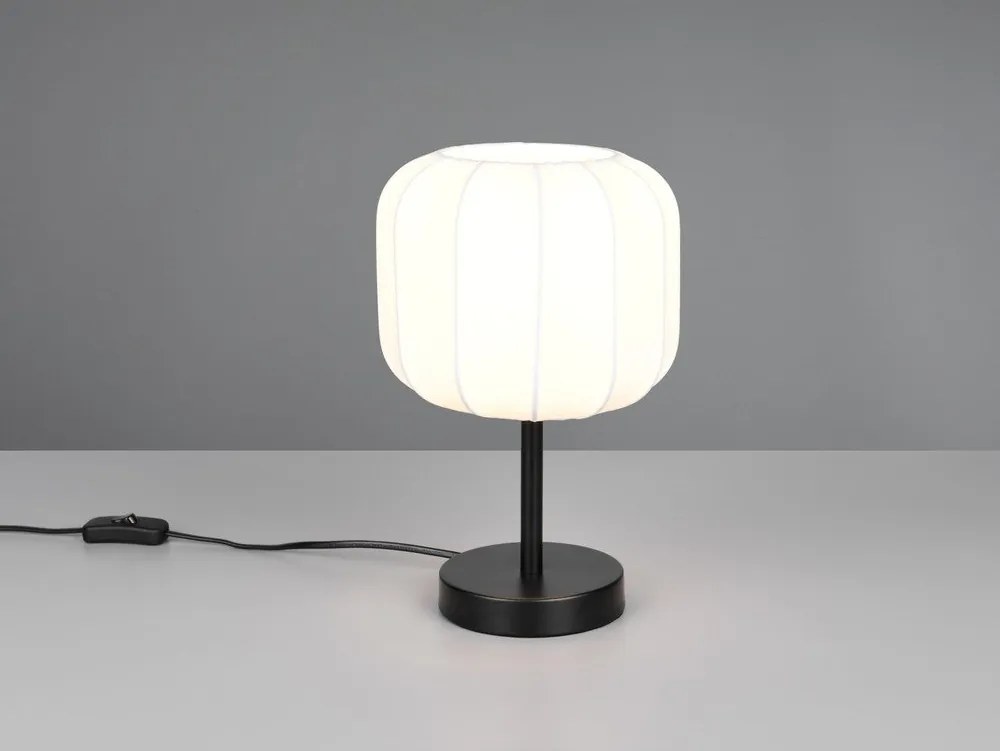 Bílá/matně černá kovová stolní lampa s textilním stínidlem (výška 30 cm) Madleine – Reality