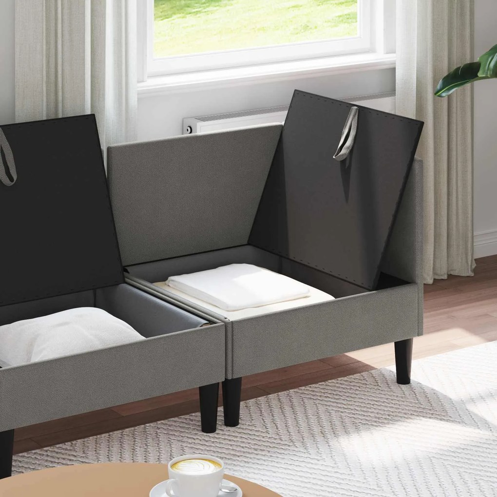 Sada nábytku do obývacího pokoje 4 ks Tmavě šedá Textil 3413804