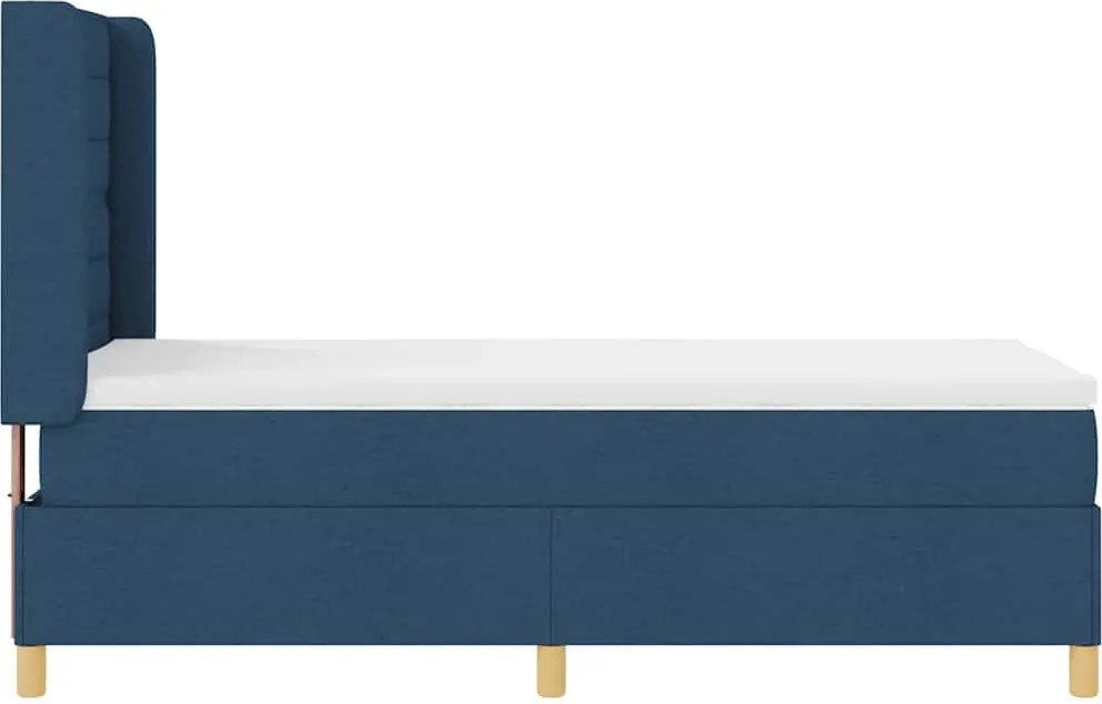 Postel s boxspringem s matrací s čelo Modrá 90 x 190 cm textil 3341748