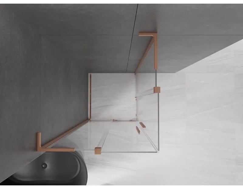 Mexen Velar L Duo, sprchový kout s posuvnými dveřmi 80 x 80 cm, 8mm čiré sklo, měděná matná, 871-080-080-02-03-65