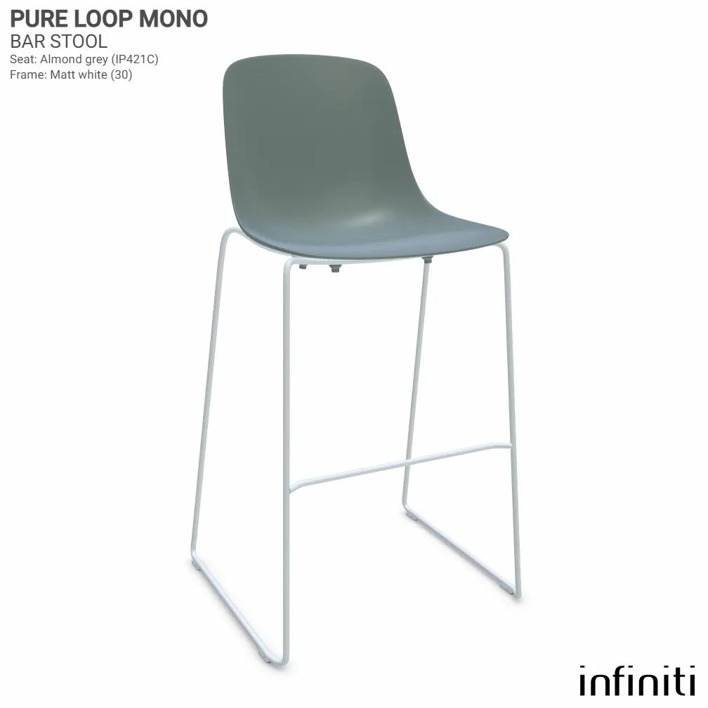 Barová židle Pure Loop Mono Barva kovové konstrukce: Matt white 30, Barva sedáku a opěradla z recyklovaného plastu: Military green IS513