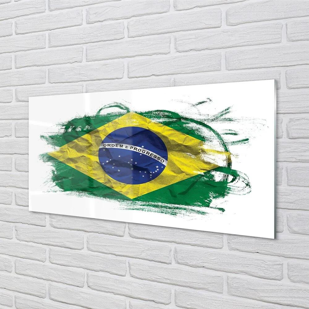 Obraz na skle brazilská vlajka 125x50 cm