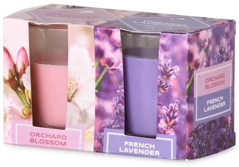 Emocio Sklo 52x65 mm 2 ks v krabičce Orchard Blossom & French Lavender, vonná svíčka