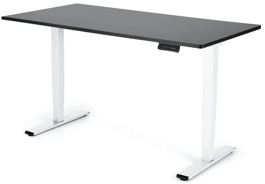 Výškově nastavitelný stůl Liftor 3segmentové nohy bílé,   deska 1600 x 800 x 25 mm černá