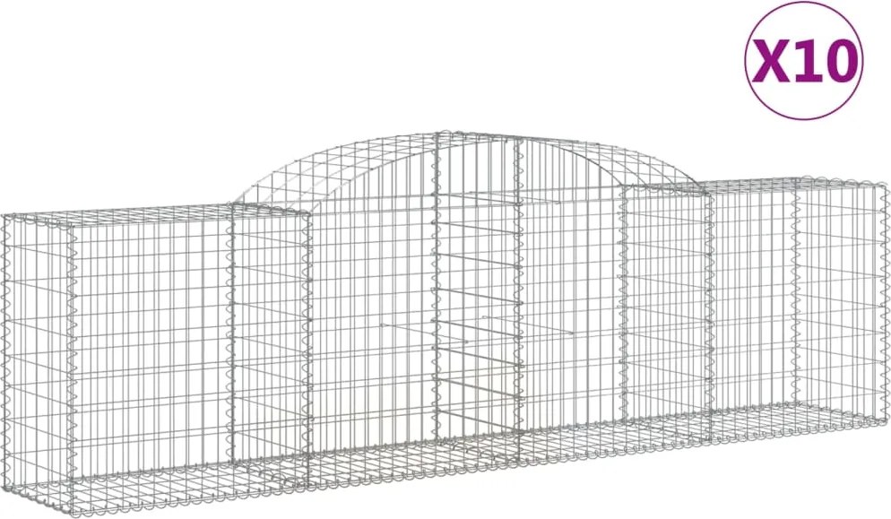 Klenuté gabionové koše 10ks 300x50x80/100 cm pozinkované železo 3146691