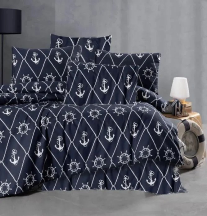 Povlečení bavlněné Kotva deluxe TiaHome - 1x Polštář 90x70cm, 1x Přikrývka 140x200cm