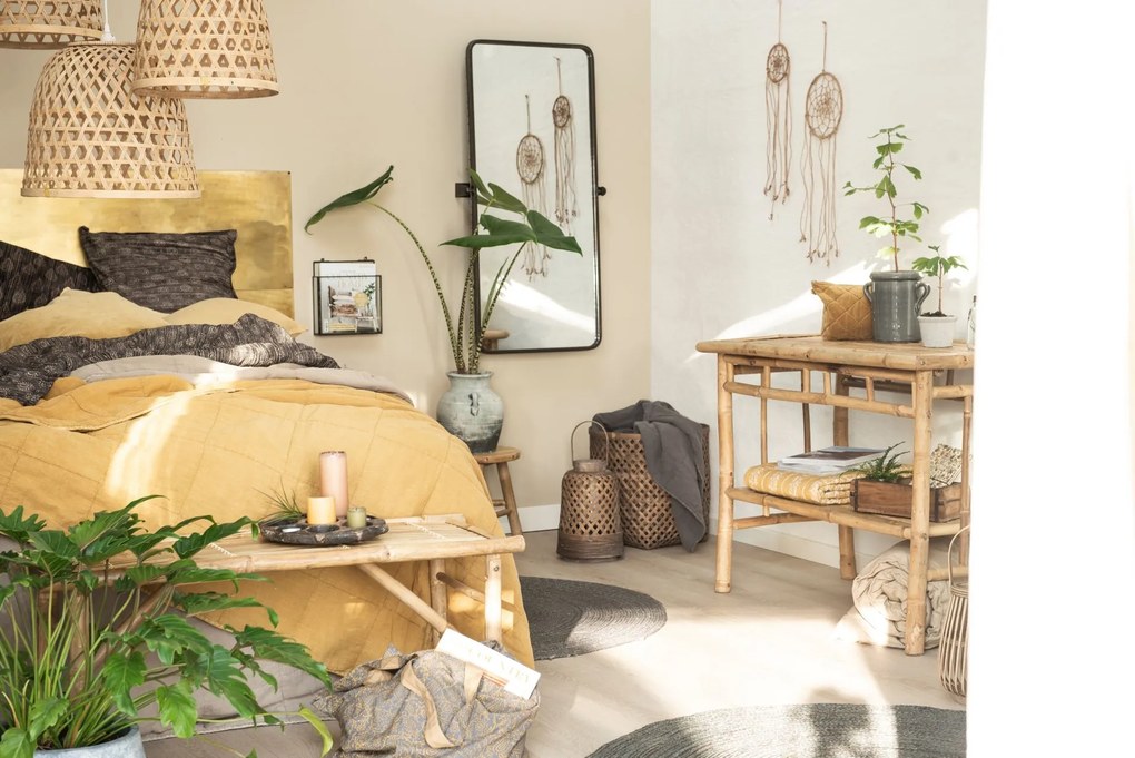 IB LAURSEN Stropní lampa Bamboo Shade, přírodní barva, dřevo