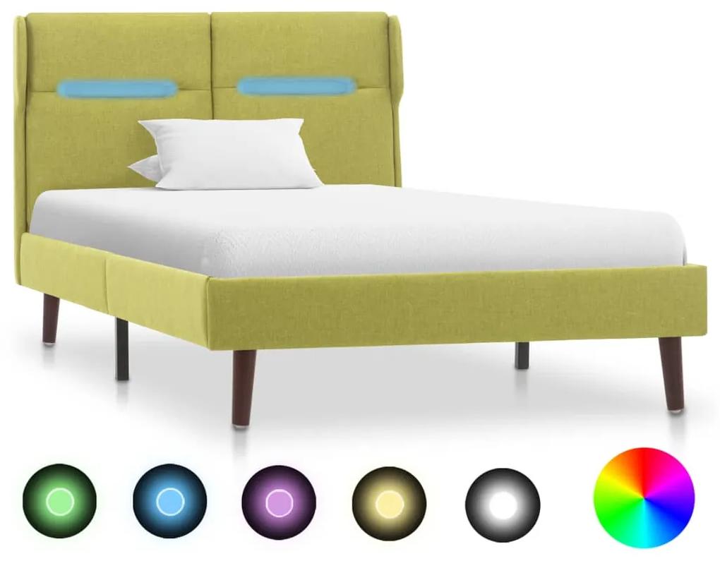286902 vidaXL Rám postele s LED světlem zelený textil 100 x 200 cm