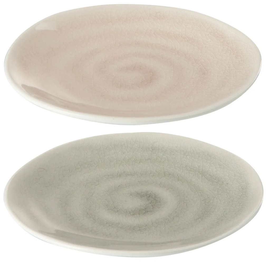 2 ks dezertních talířků Taupe se spirálou a popraskáním - 15*15*2 cm