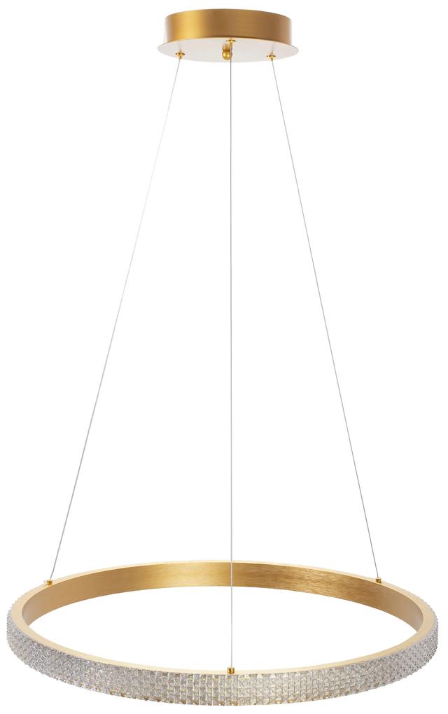 Toolight, LED křišťálové závěsné svítidlo 60x60 cm APP1203-CP, zlatá, OSW-04592