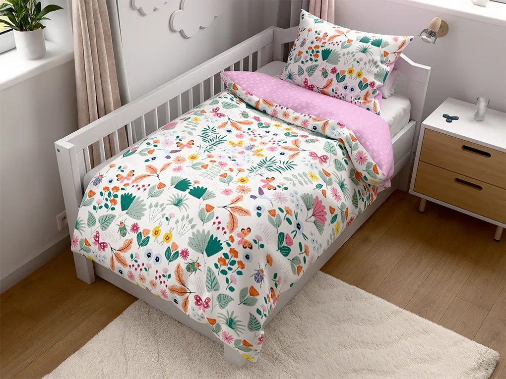 Bavlněné povlečení do postýlky Renforcé LUNETTA růžové Rozměr povlečení: 45 x 65 cm | 90 x 135 cm