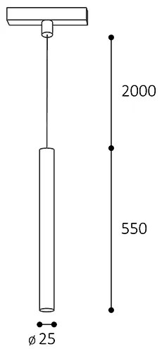 LED2 6490533D Mag Miky Slim, černý závěs pro Mag track 48V, 6W 3000K DALI, Ø 2,5cm, výška 55cm