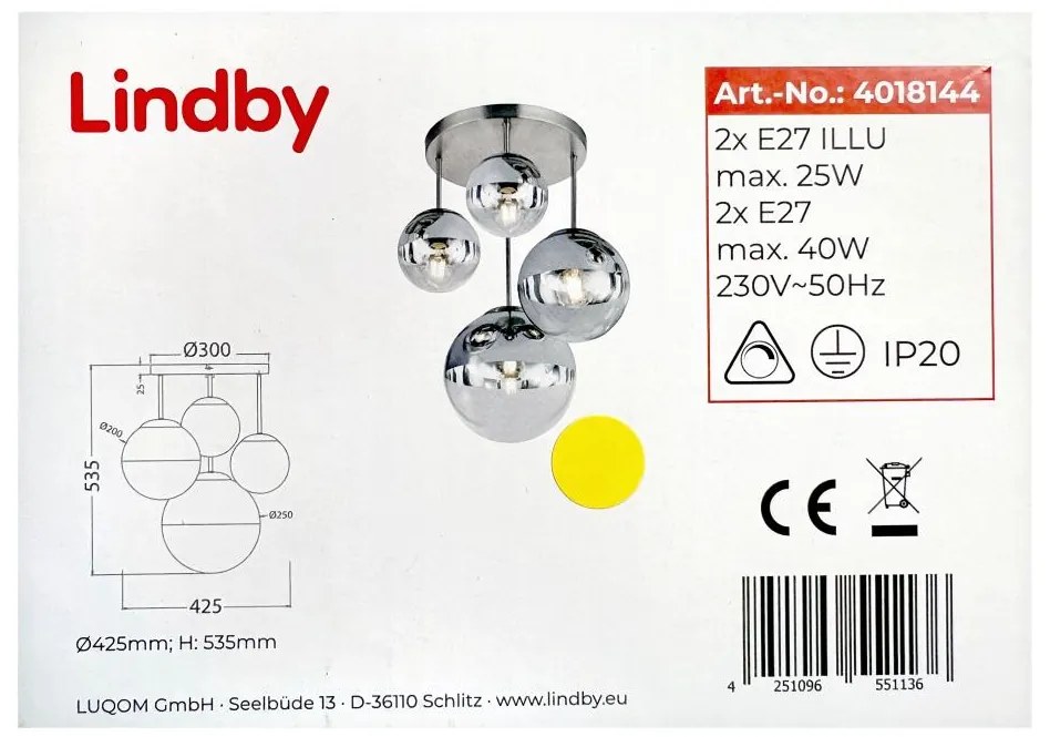 Lindby Lindby - Lustr na tyči RAVENA 2xE27/40W/230V + 2xE27/25W LW0163