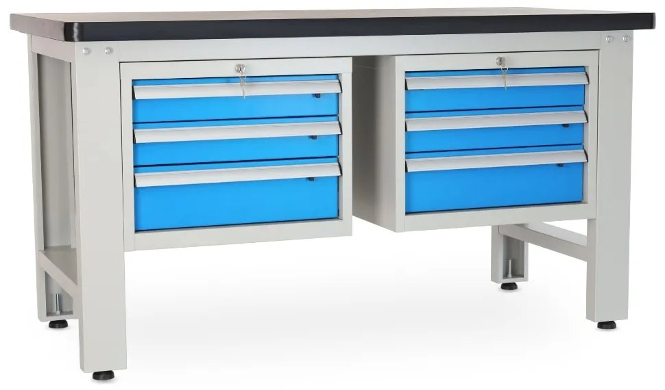 Dílenský stůl Solid MDF-33, 150 cm, 2 závěsné boxy, černá