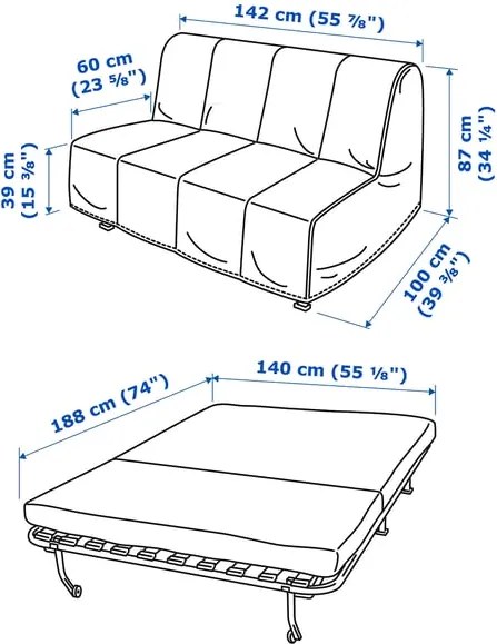 LYCKSELE MURBO 2místná rozkládací pohovka, Tutstad barevné
