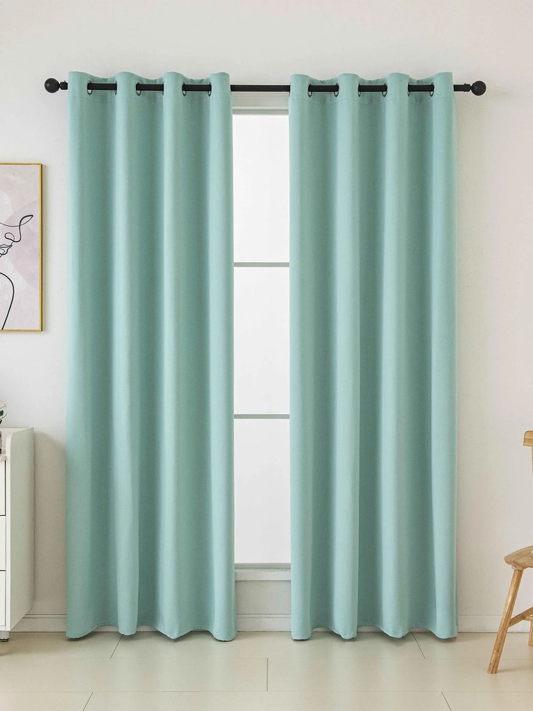 MK Lůžkoviny Blackout závěsy Elias mořská zelená – 140 × 250 cm (2 ks) - kroužky