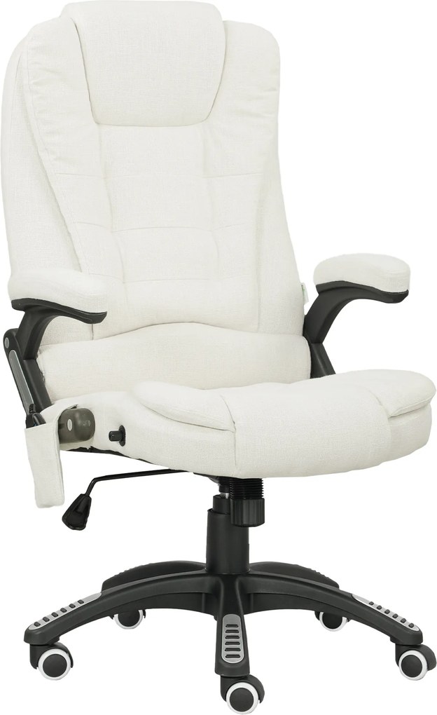 Vinsetto Ergonomická židle ke stolu s masážní funkcí, 68 x 72 x 110–120 cm, krémově bílá