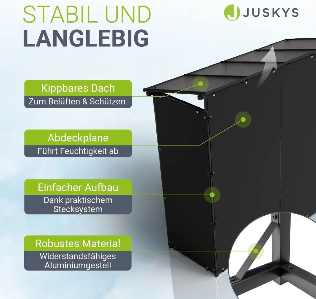 Juskys Venkovní stojan na dřevo se stříškou, 2,4 m³