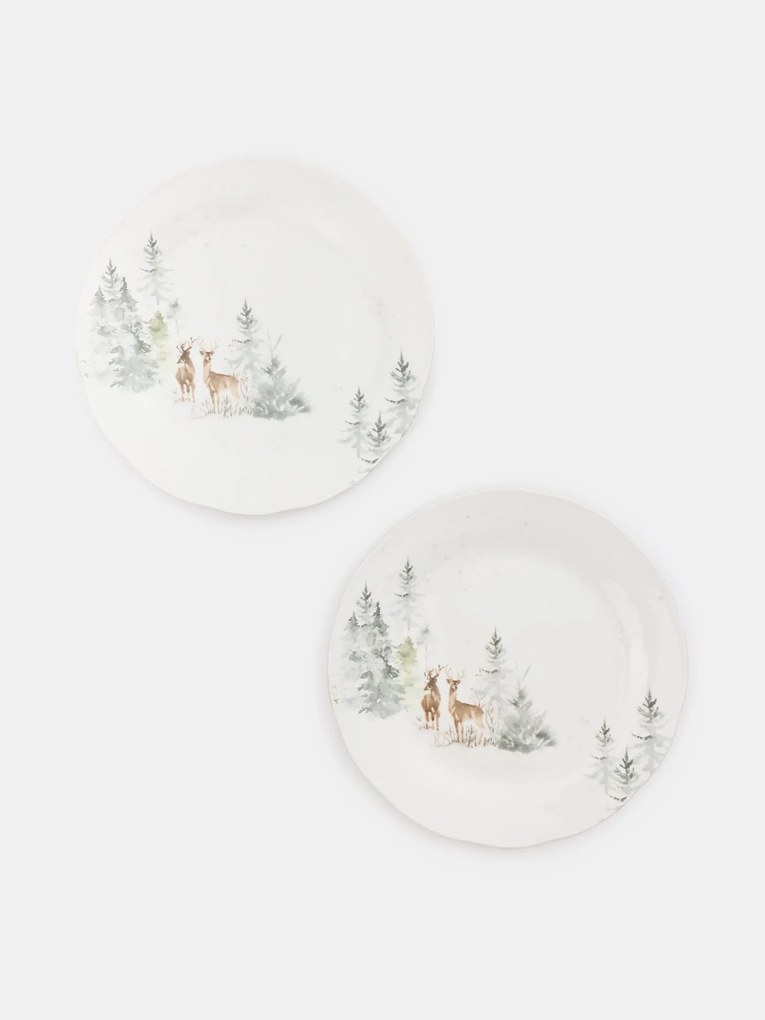 Sinsay - Talíře se zimním motivem 2 pack - bílá