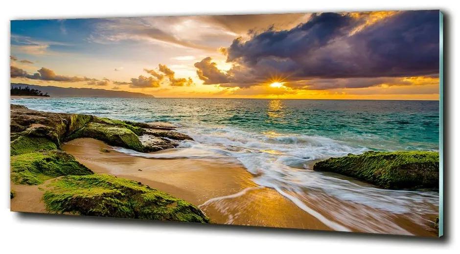 Wallmuralia Foto obraz fotografie na skle Západ slunce moře 125x50 cm