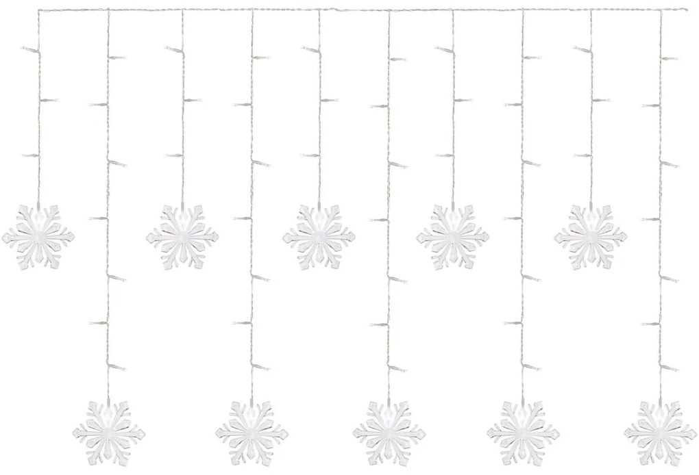 Emos LED světelný závěs vločky, 1,35 m, studená bílá