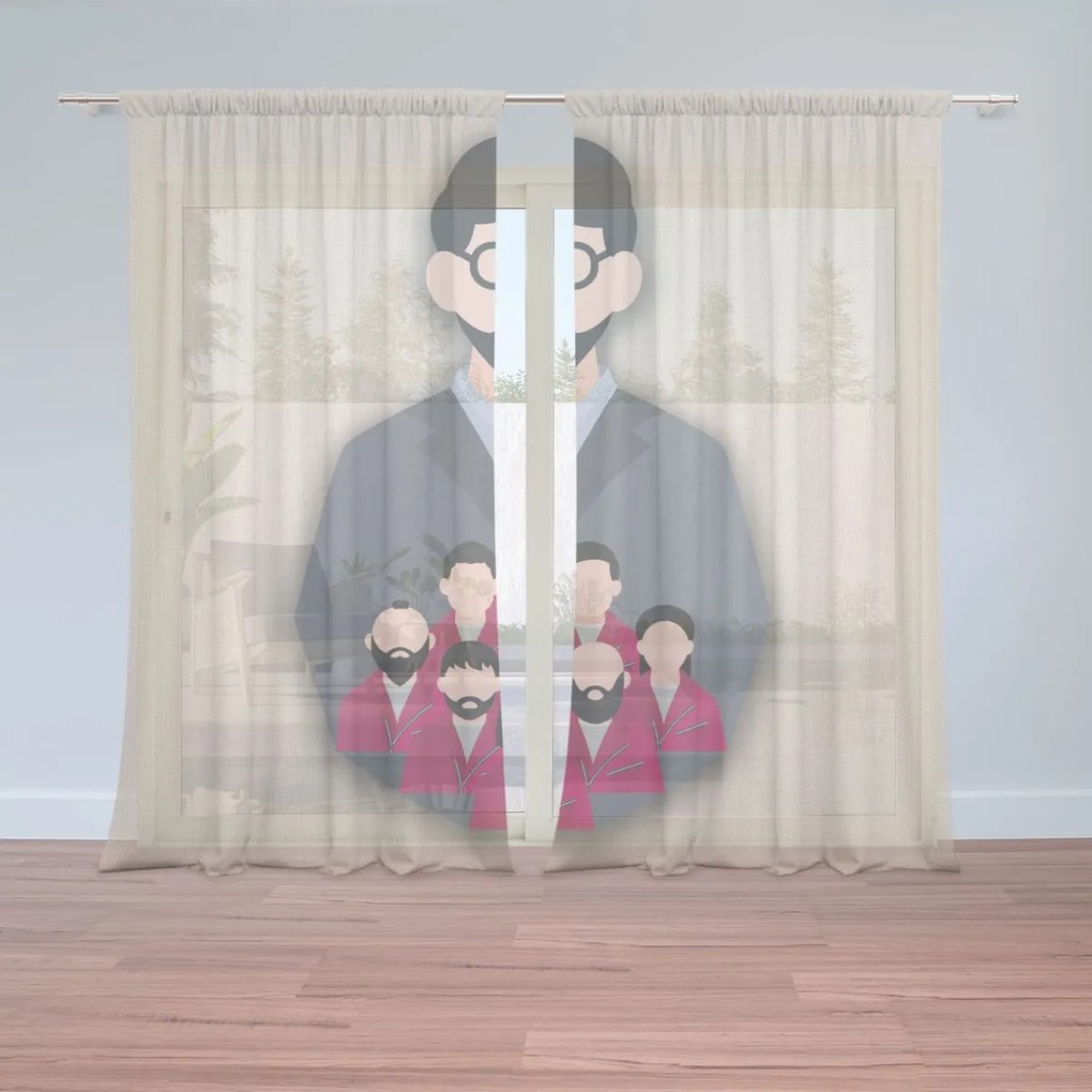 Sablio Záclony Money heist Profesor a jeho tým Béžová: 2ks 150x250cm